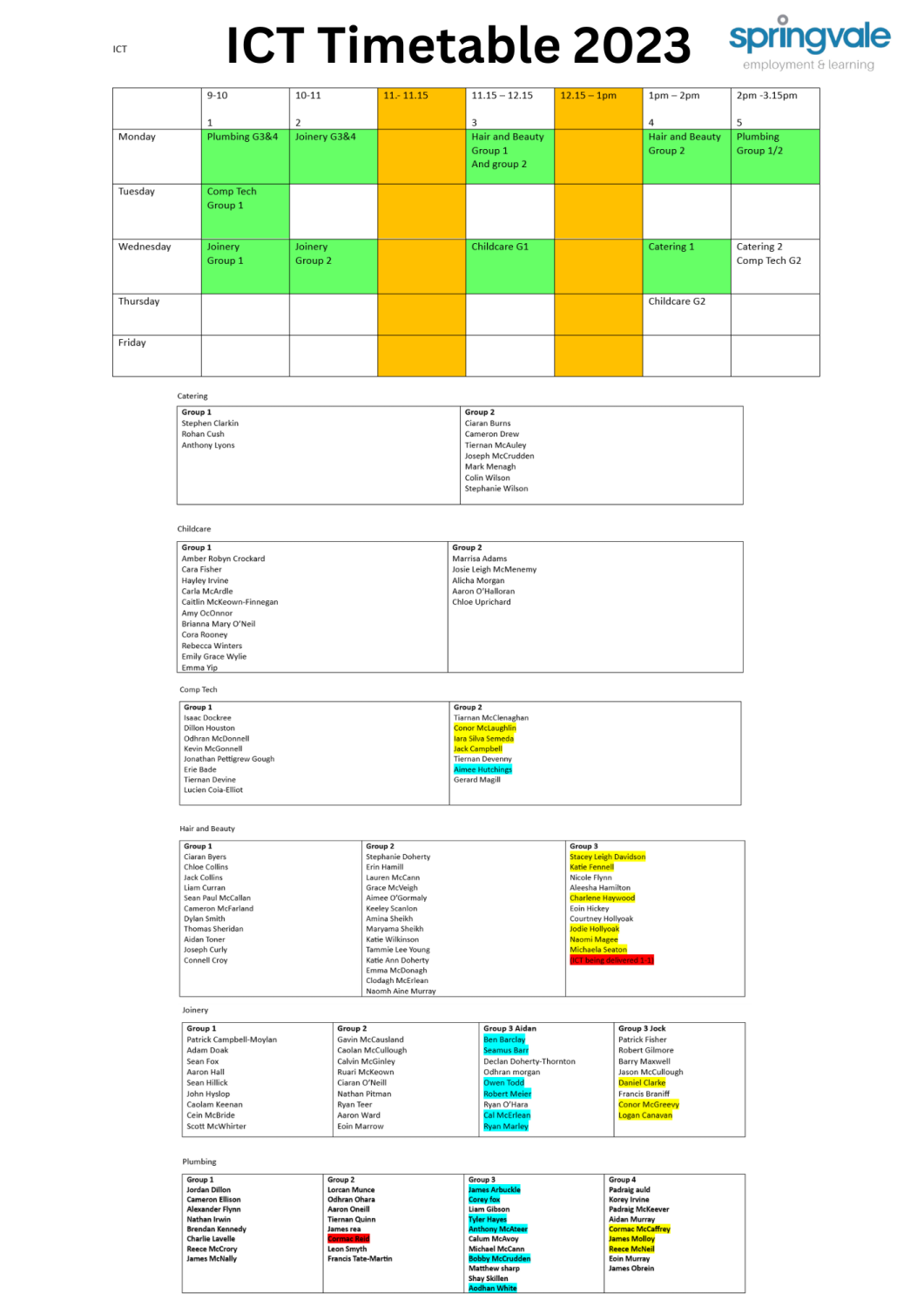 ICT Timetable